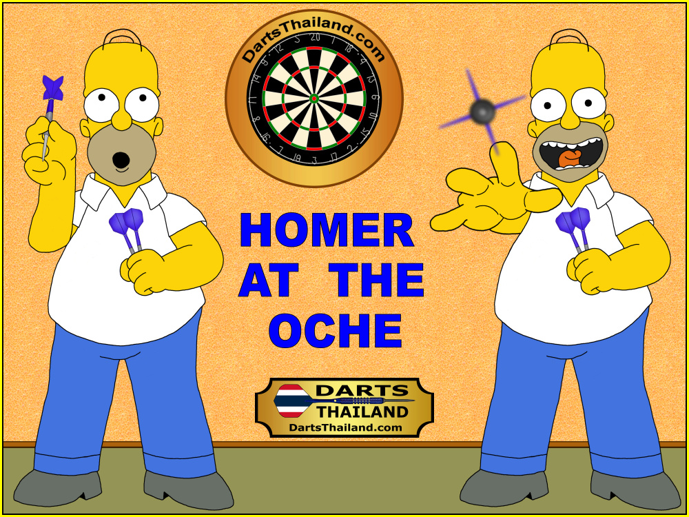 Homer at the Oche by Johnny – DartsThailand