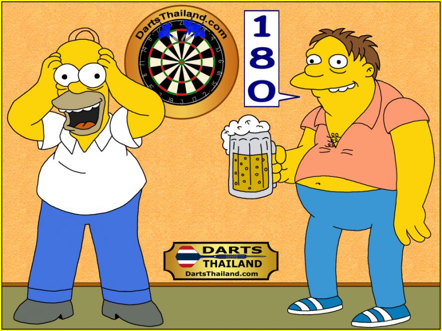 Homer at the Oche by Johnny – DartsThailand